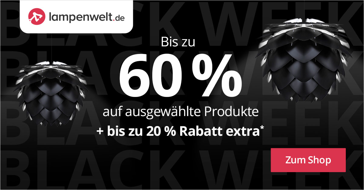 Spare bis zu 60% auf ausgewählte Produkte und sicher dir bis zu 20% Extrarabatt auf Lampenwelt ...
